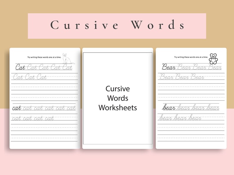 Cursive Handwriting Practice Worksheets for Kids, Printable Cursive ...