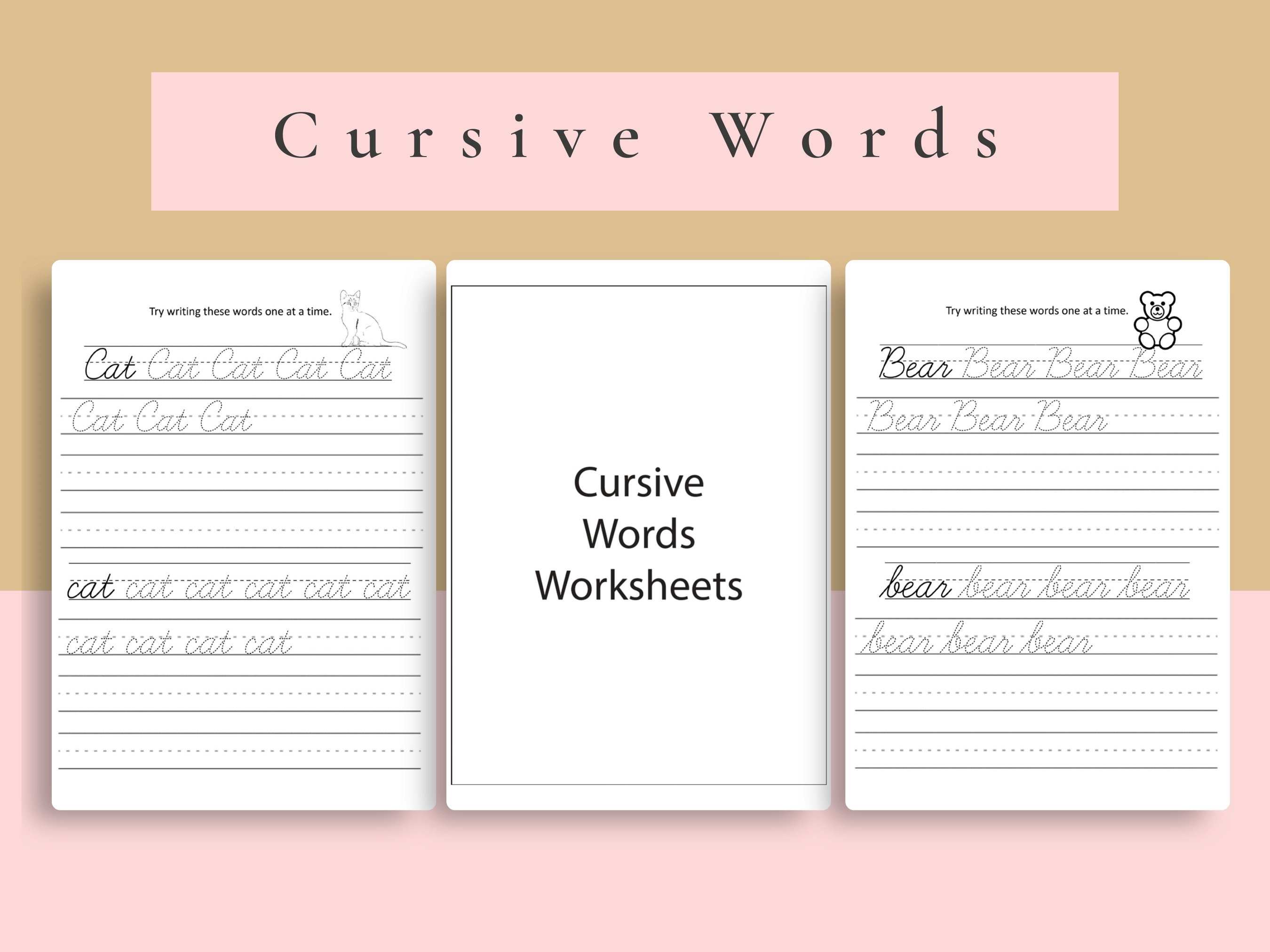 Cursive Handwriting Practice Worksheets for Kids, Printable Cursive ...