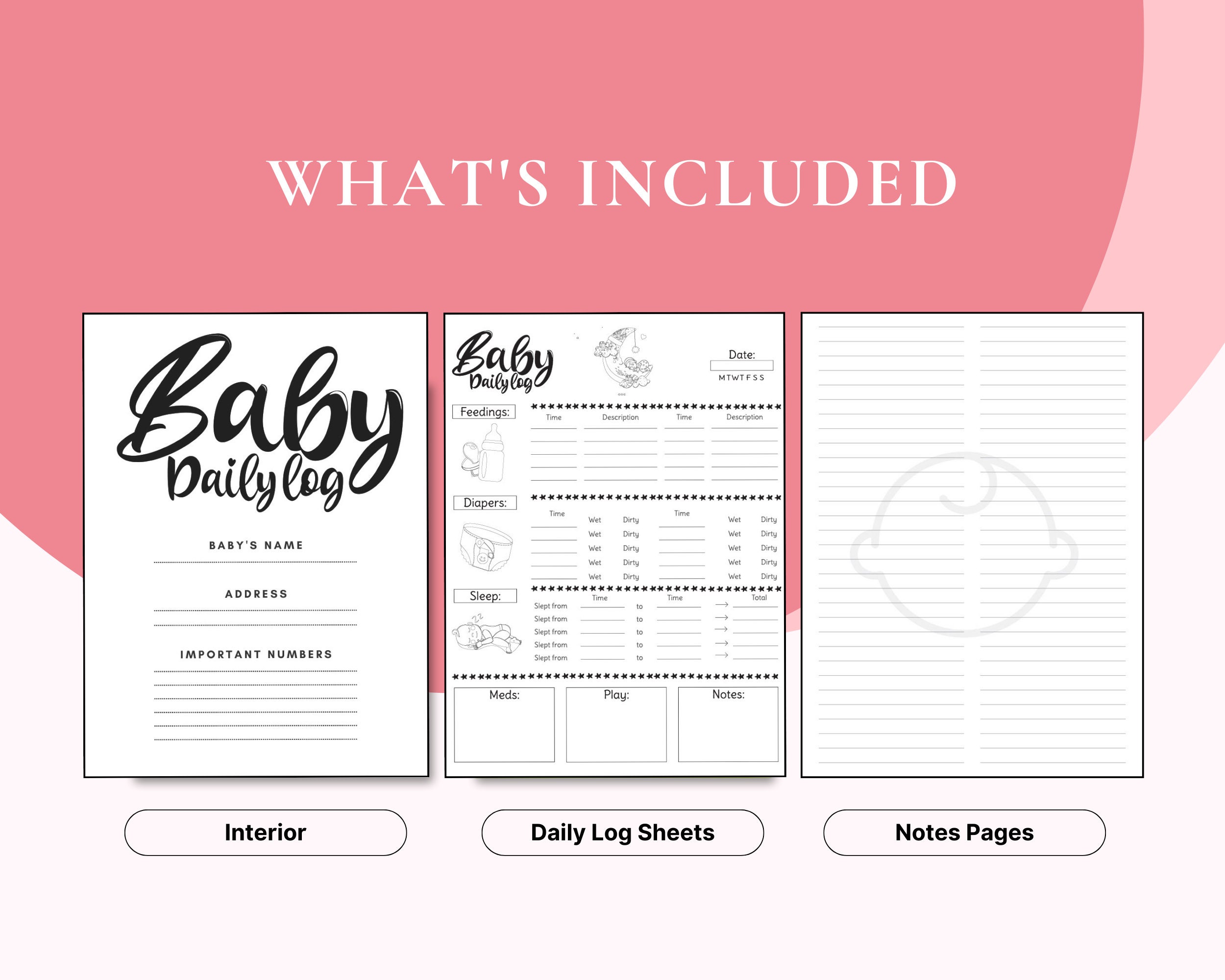 Baby Daily Log, Printable, Baby Care Log, Nanny Log, Baby Tracker ...
