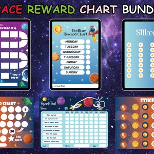 Space Themed Reward Chart Bundle 6 Printable Kids Behavior & Chore ...