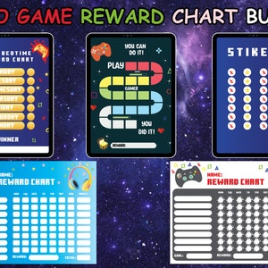 Video Game Themed Reward Chart Bundle 5 Digital Printable Reward Charts ...