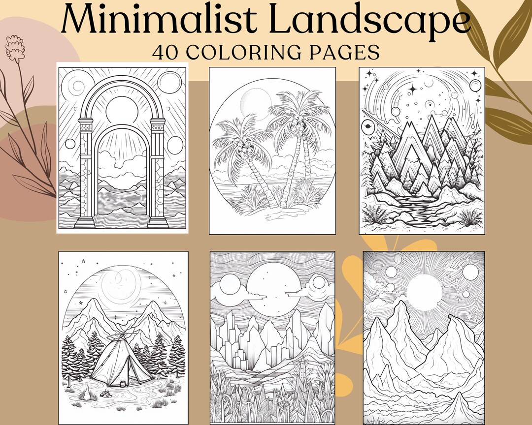 Minimalist Landscape Coloring Pages for Adults Printable Coloring Book ...