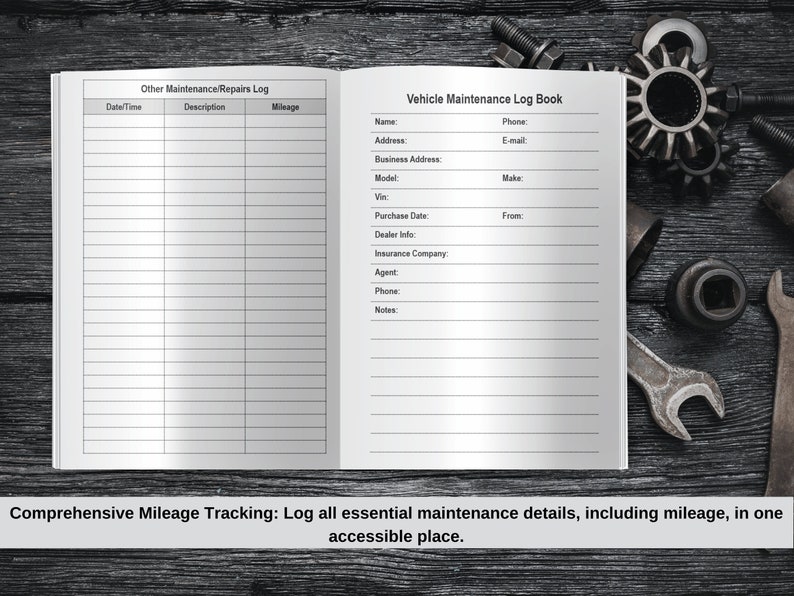 Vehicle Maintenance Log Book, Vehicle Service Tracker, Vehicle Repairs ...