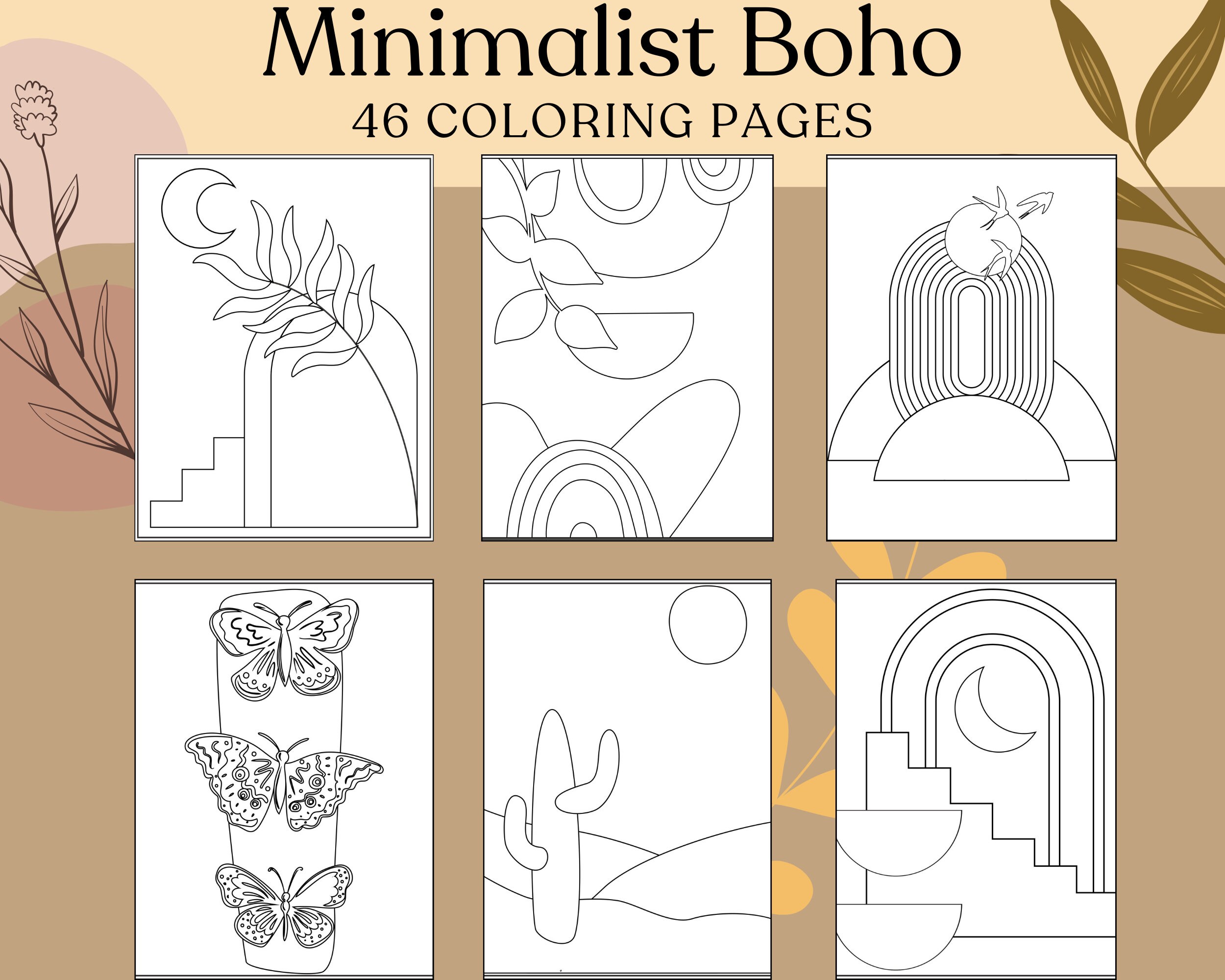 Boho Coloring Pages Printable Coloring Book Minimalist Coloring Pages ...