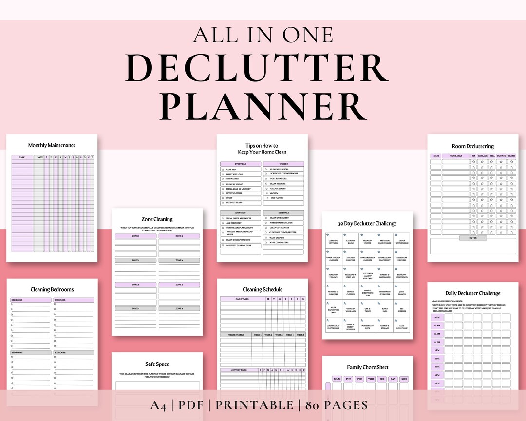 Declutter Planner, Declutter Checklist, Cleaning Schedule, Cleaning ...