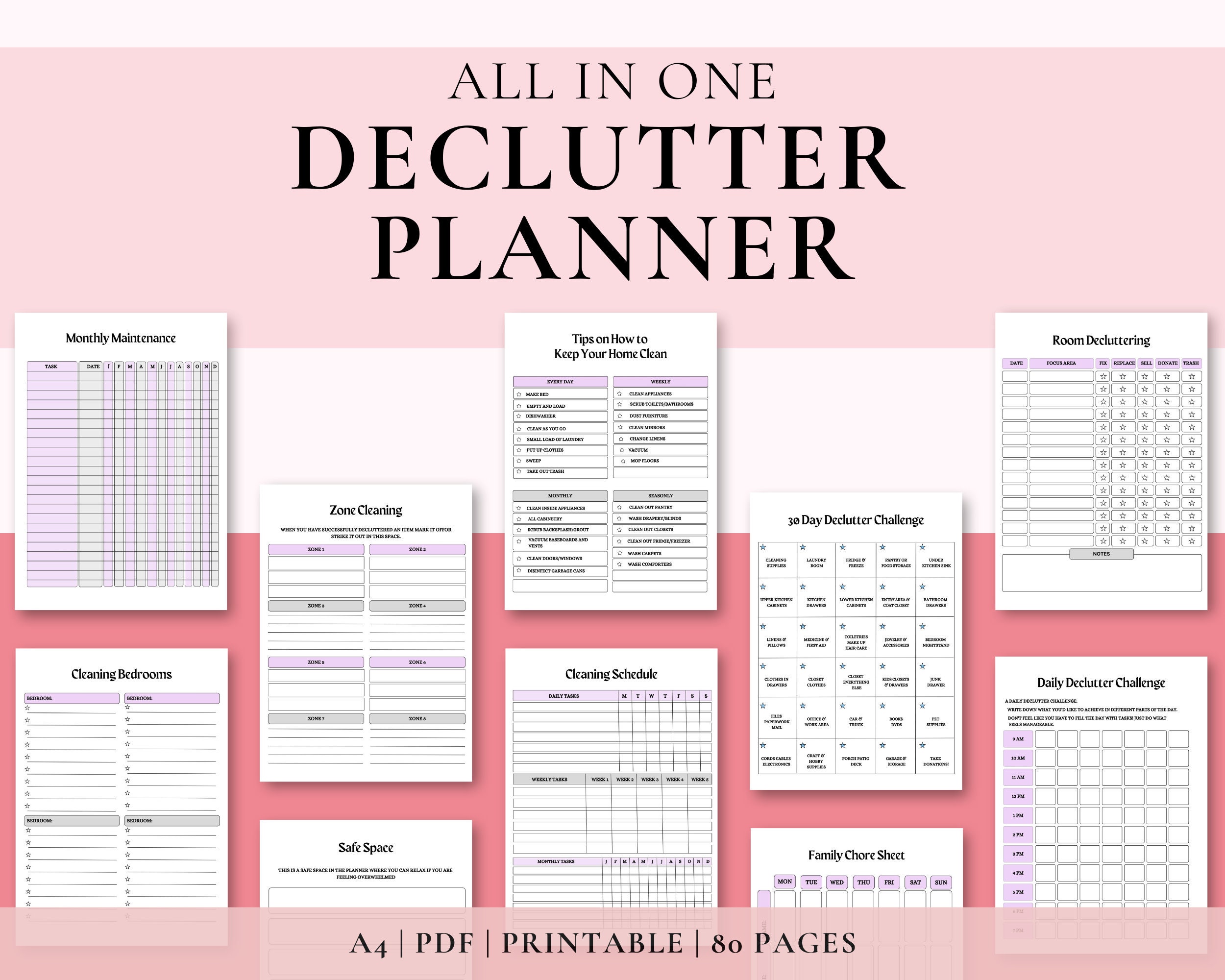 Declutter Planner, Declutter Checklist, Cleaning Schedule, Cleaning ...