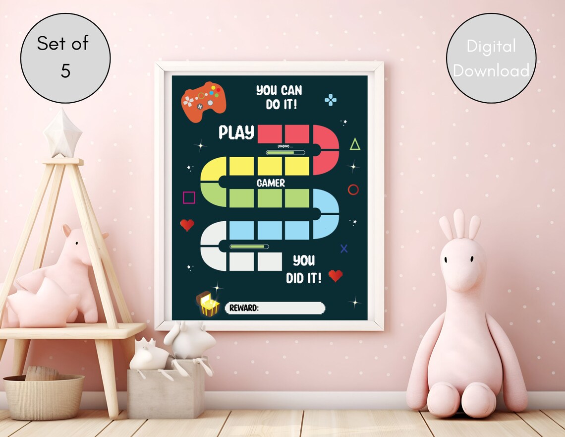 Video Game Themed Reward Chart Bundle 5 Digital Printable Reward Charts ...
