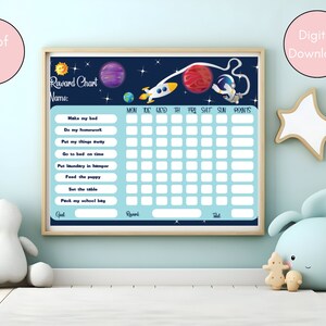 Space Themed Reward Chart Bundle 6 Printable Kids Behavior & Chore ...