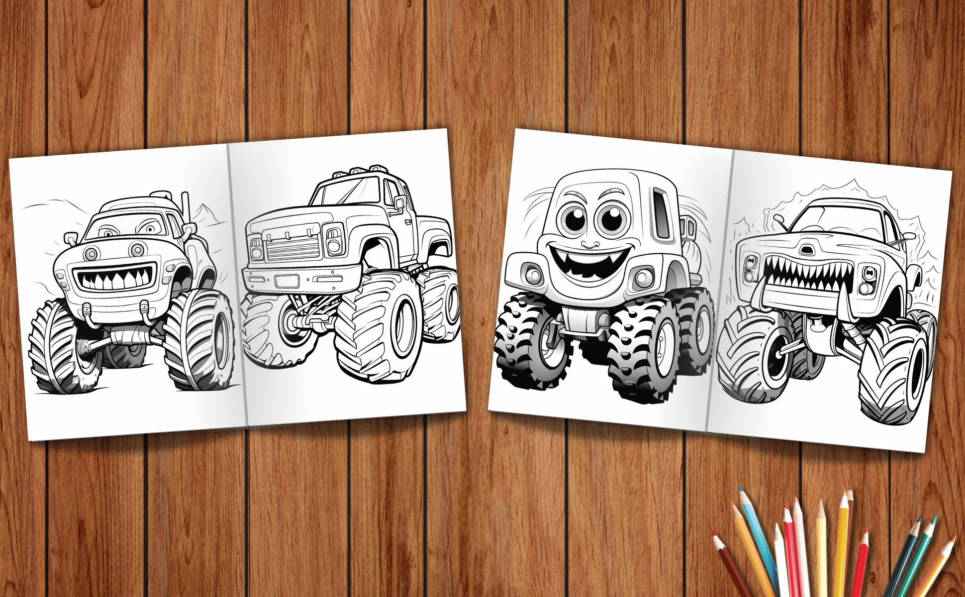 Monster Truck Coloring Book: 100 Printable Pages (digital Download) - Etsy