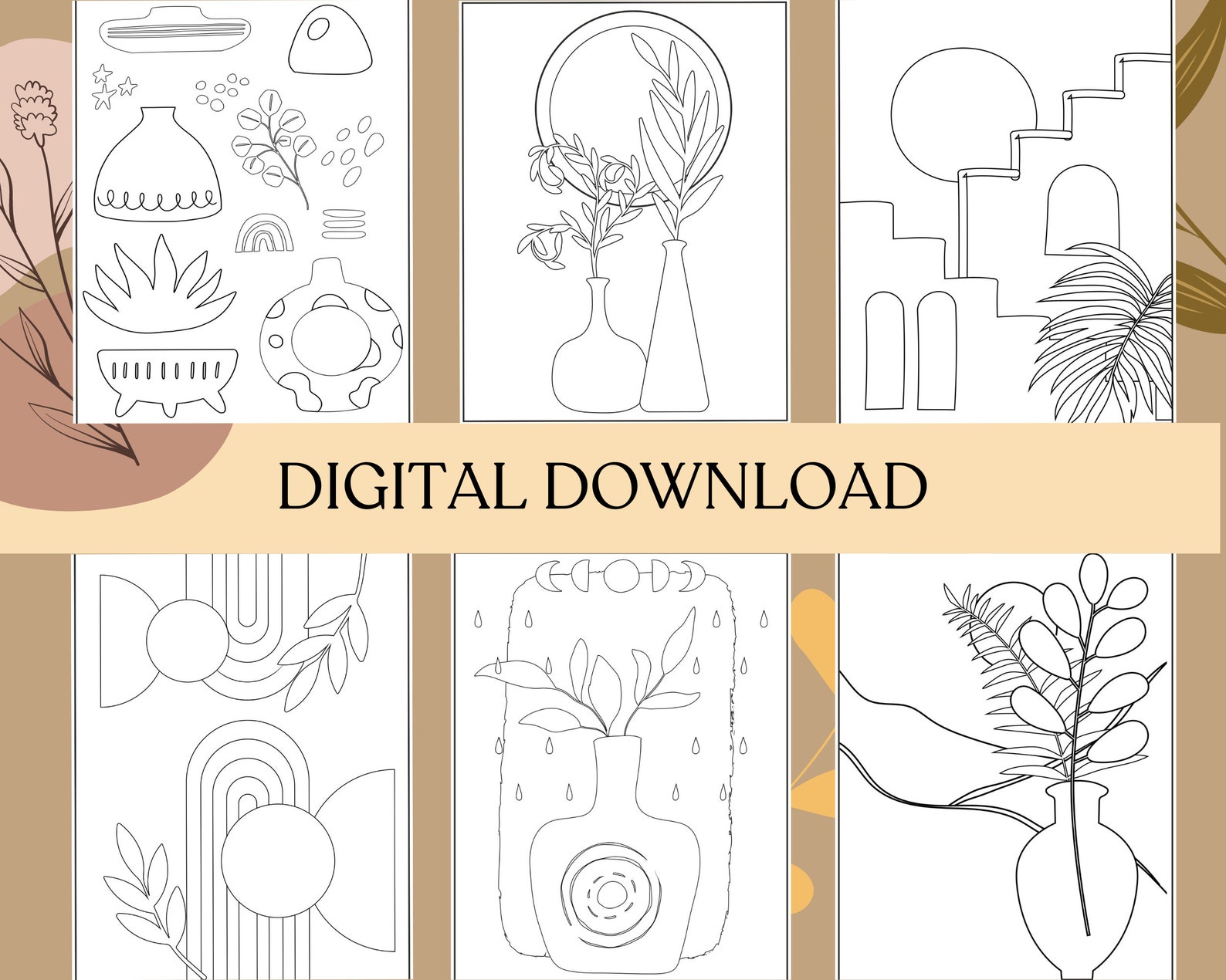 Boho Coloring Pages Printable Coloring Book Minimalist Coloring Pages ...