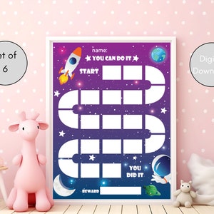 Space Themed Reward Chart Bundle 6 Printable Kids Behavior & Chore ...