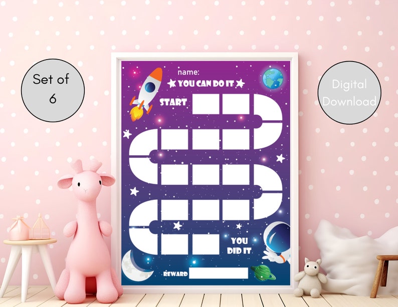 Space Themed Reward Chart Bundle 6 Printable Kids Behavior & Chore ...