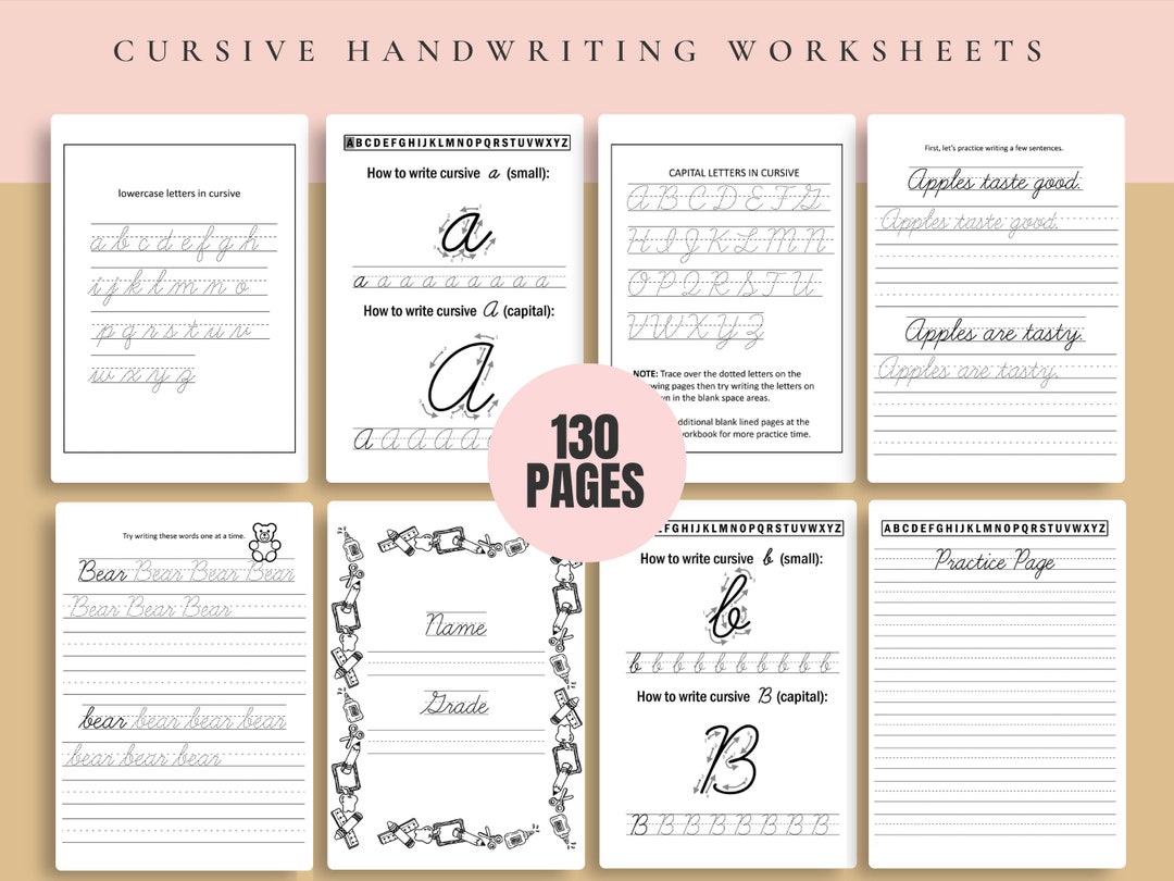 Cursive Handwriting Practice Worksheets for Kids, Printable Cursive ...