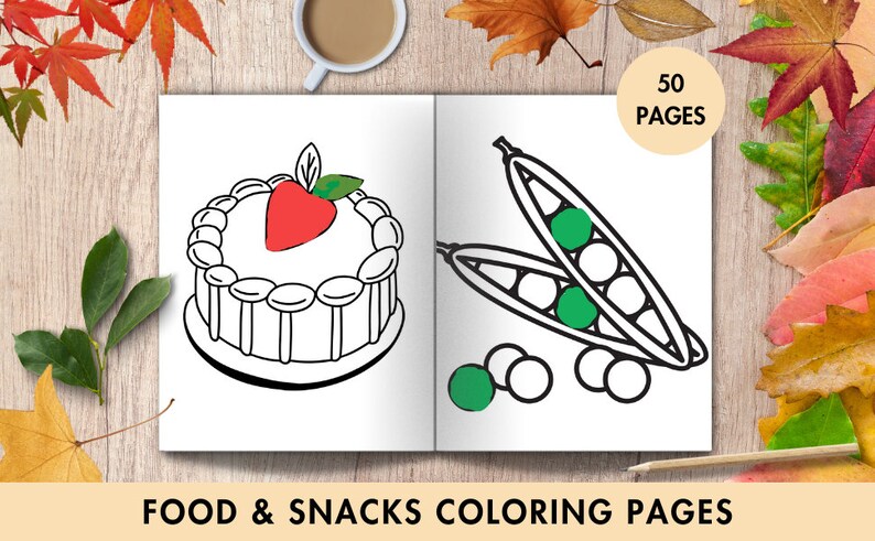 Bold & Easy Food and Snacks Coloring Pages | Instant Digital Download ...