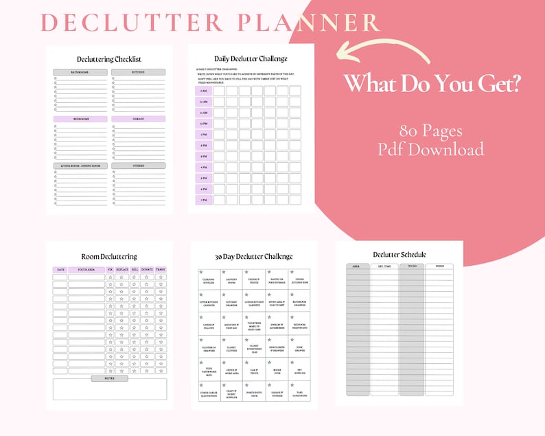 Declutter Planner, Declutter Checklist, Cleaning Schedule, Cleaning Checklist, Declutter ...