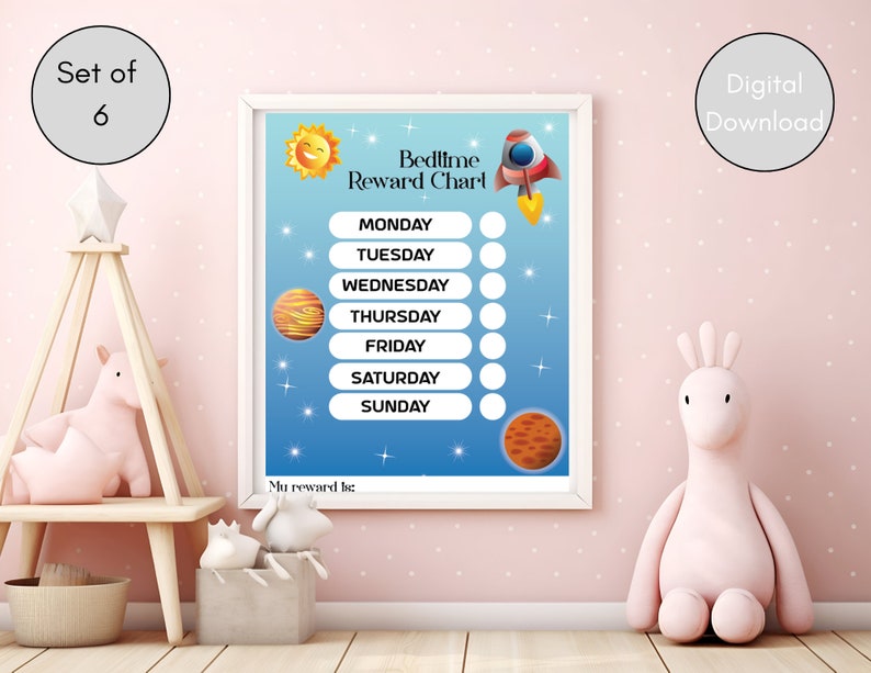 Space Themed Reward Chart Bundle 6 Printable Kids Behavior & Chore ...