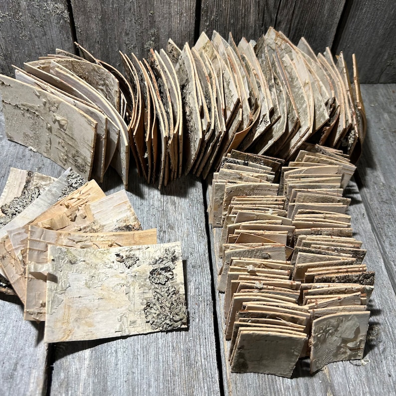 BIRCH BARK SHEETS, 20 Pieces Set, 2 Different Sizes, 8,5x5,5 Cm and 3 ...