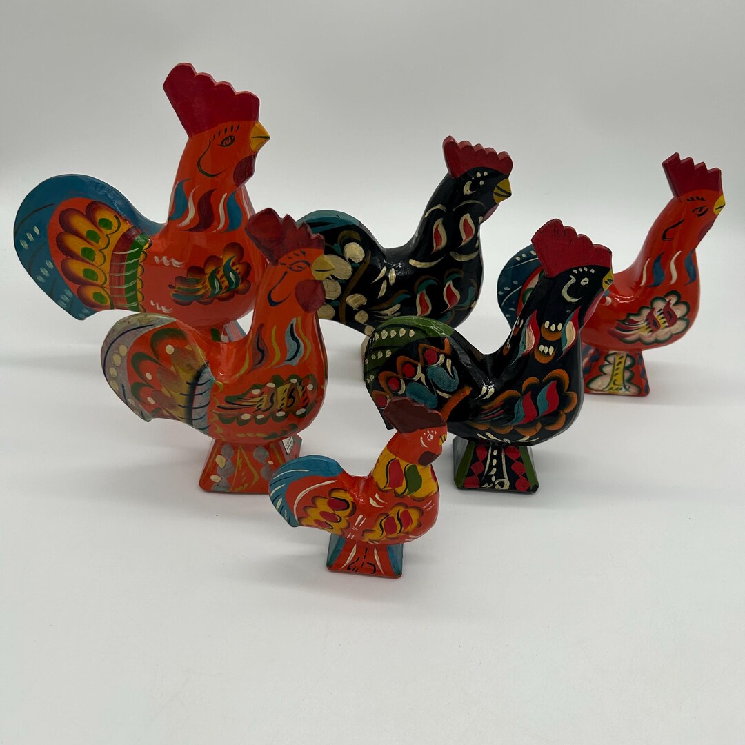 Swedish DALA ROOSTER, 1 Piece, Wood Carved, Hand Painted Kurbits ...