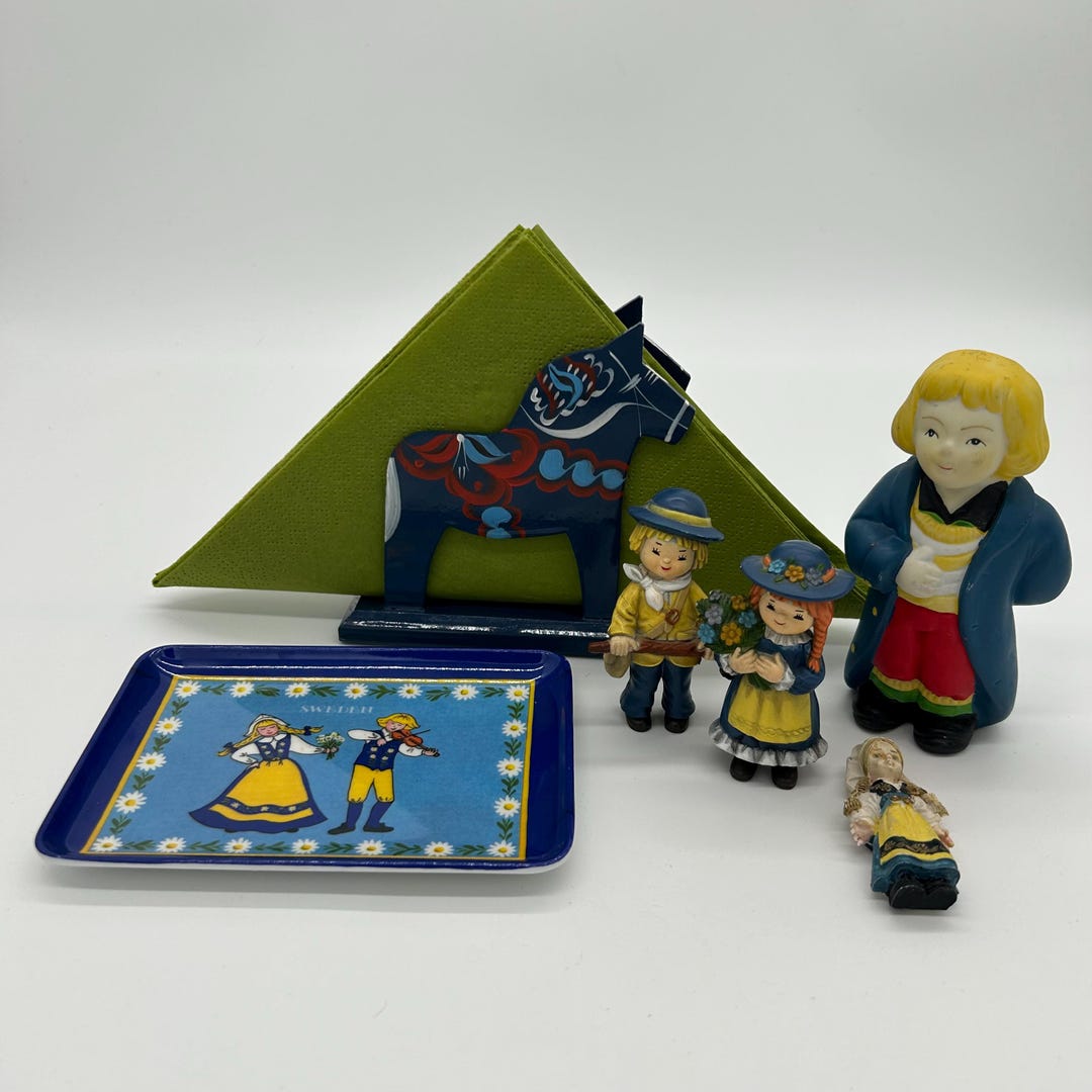 Swedish Vintage MIX, DALA HORSE Napkin Stand/swedish Tray/ Swedish ...