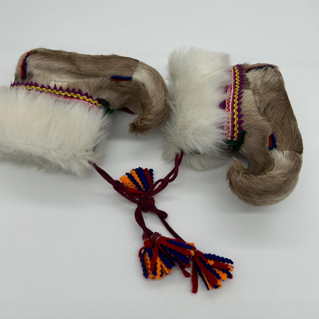 Swedish/lappish Sámi Kid's BOOTS, Reindeer Fur, Leather, Unique Vintage ...