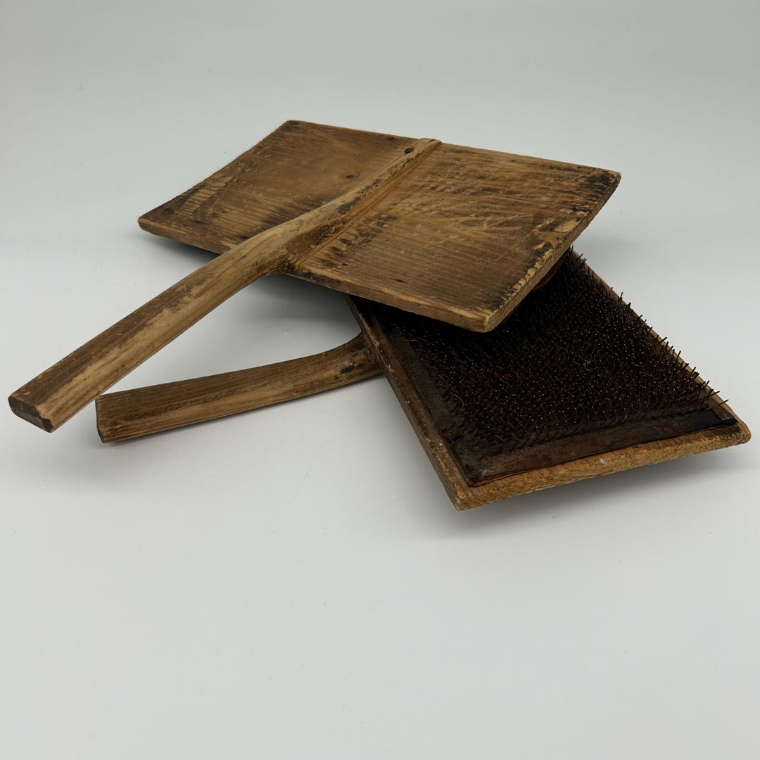 Swedish CARDING WOOL Combs, Vintage Wood Carders, From 1940, Farmhause ...