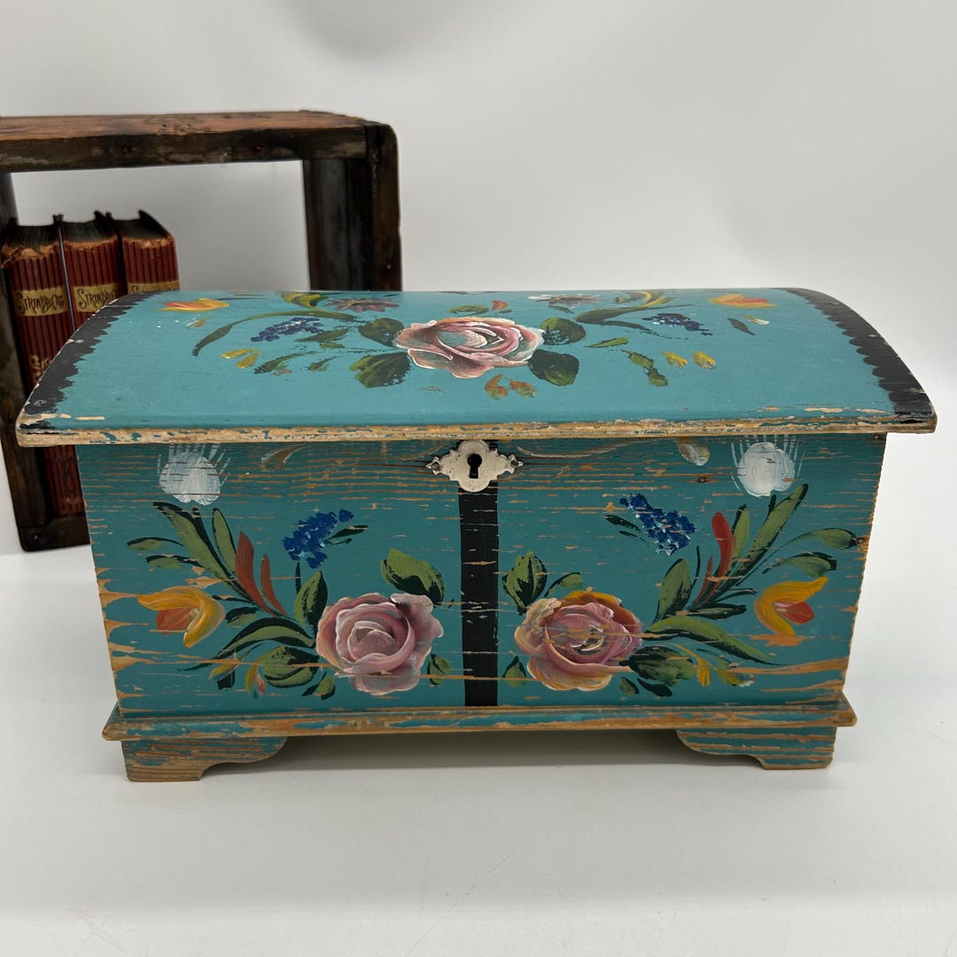 Swedish Antique LARGE WOODEN Painted Box, Flower Pattern, Scandinavian ...