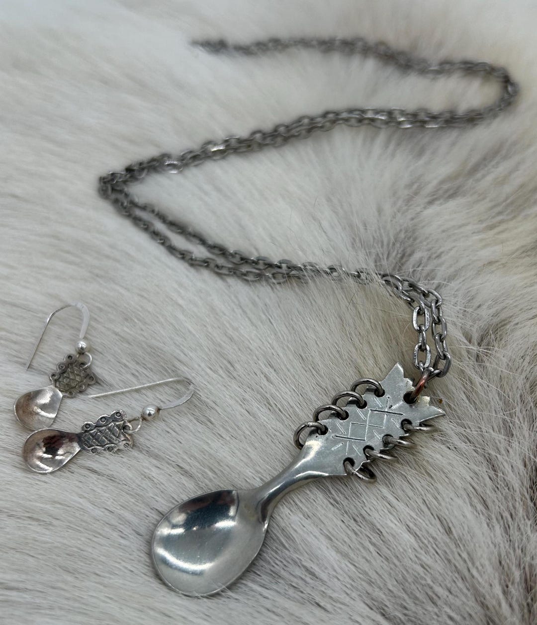 Vintage Sami Pewter Spoon Jewelry Set: Handmade Jokkmokk Necklace ...