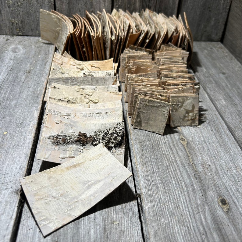 BIRCH BARK SHEETS, 20 Pieces Set, 2 Different Sizes, 8,5x5,5 Cm and 3 ...