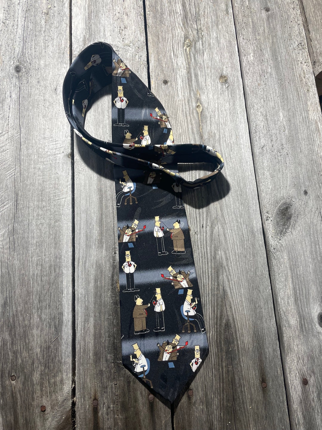 DILBERT TIE, Black, Vintage - Etsy