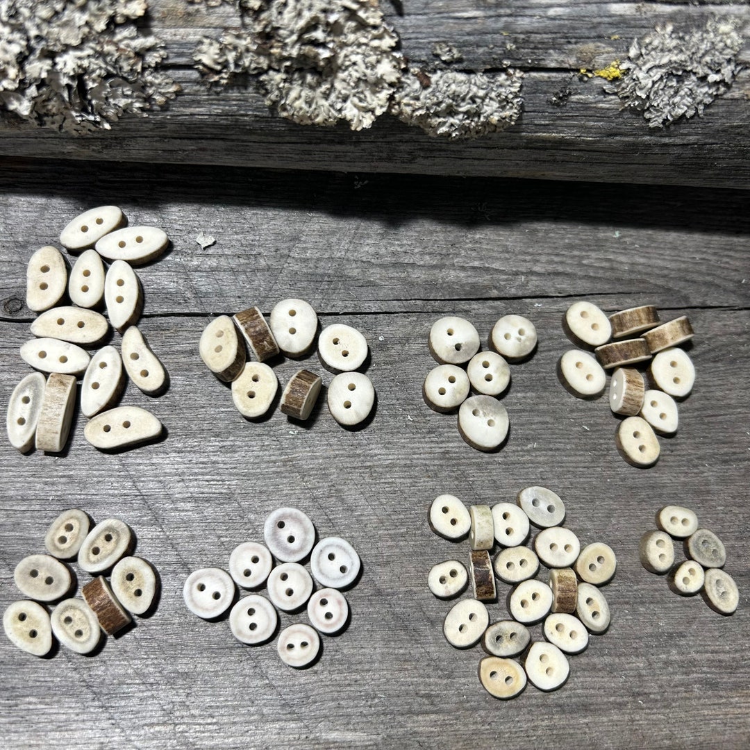 8 Different Types of REINDEER ANTLER BUTTON, 100% Natural Product, Hand ...