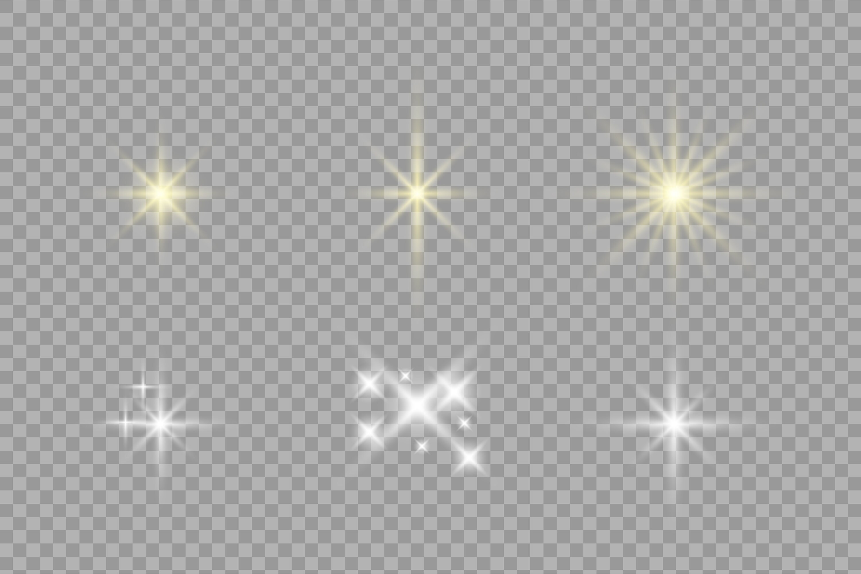 Star Light Effect Set With Transparent Background, Starburst. Glowing ...
