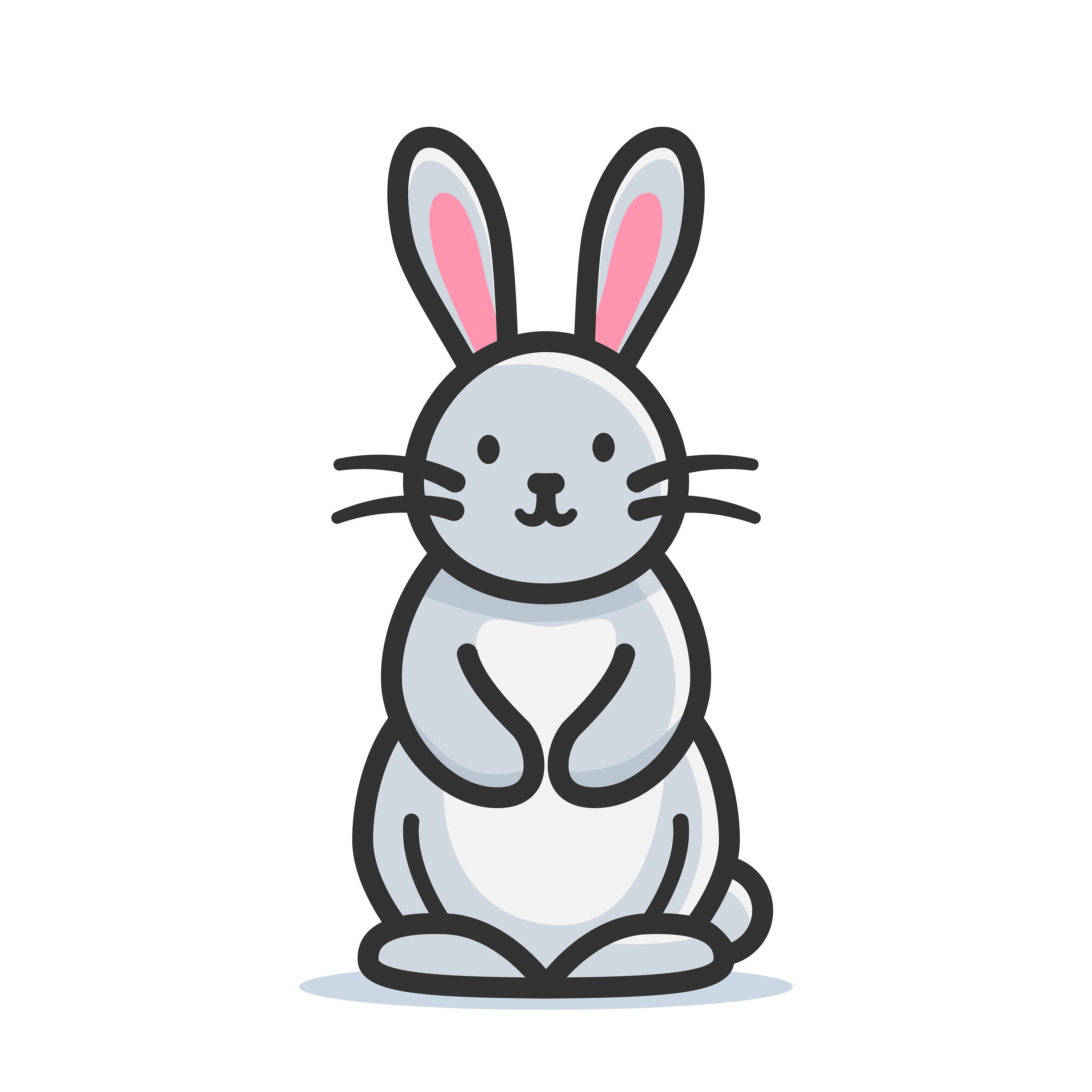 Cute Simple Bunny Colored Icon, Little Rabbit Vector Illustration. - Etsy
