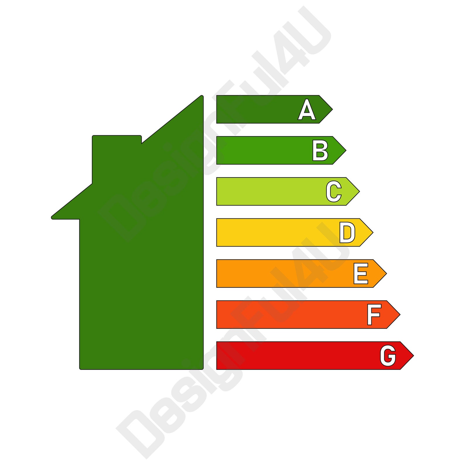 Energy Efficiency Rating With Home Icon. Energy Class, Label, Rating ...