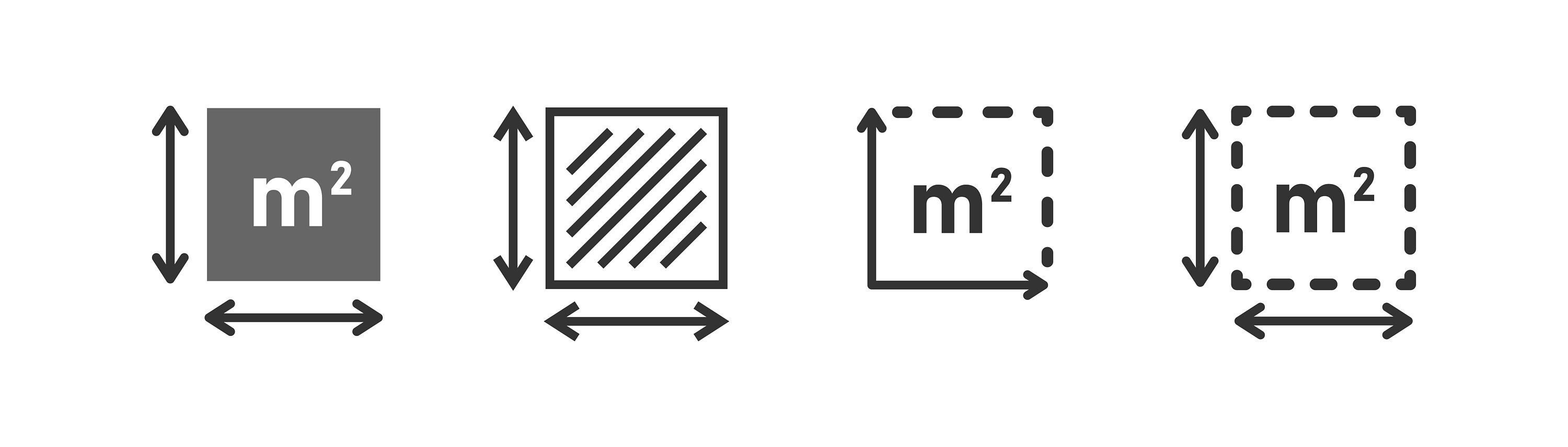 Square Meter Icon. M2 Sign. Flat Area In Square Meters. Measuring Land 