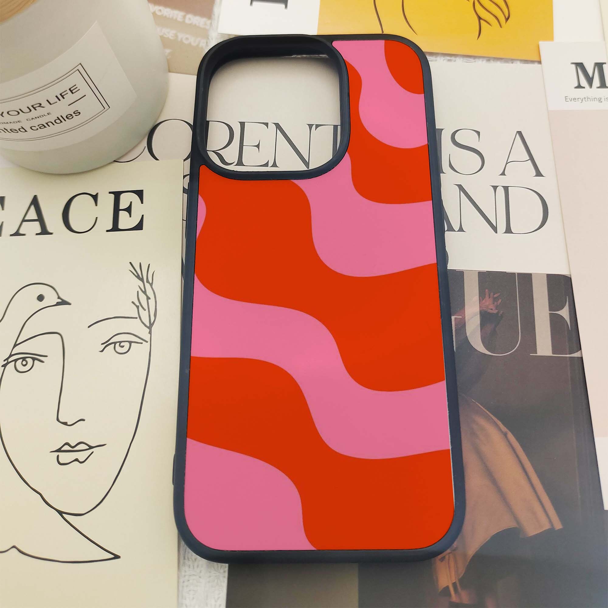 Wavy Abstract Red Pattern for iPhone 15 Pro Max,15, 14, 13, 12, 11, Xr ...