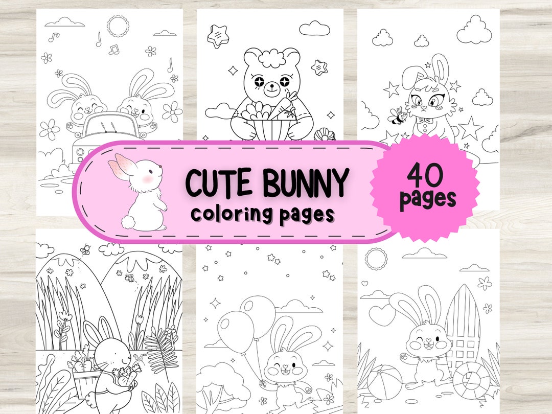Sweet Cute Bunny Coloring Pages for Kids,bunny With Carrots in a Garden ...