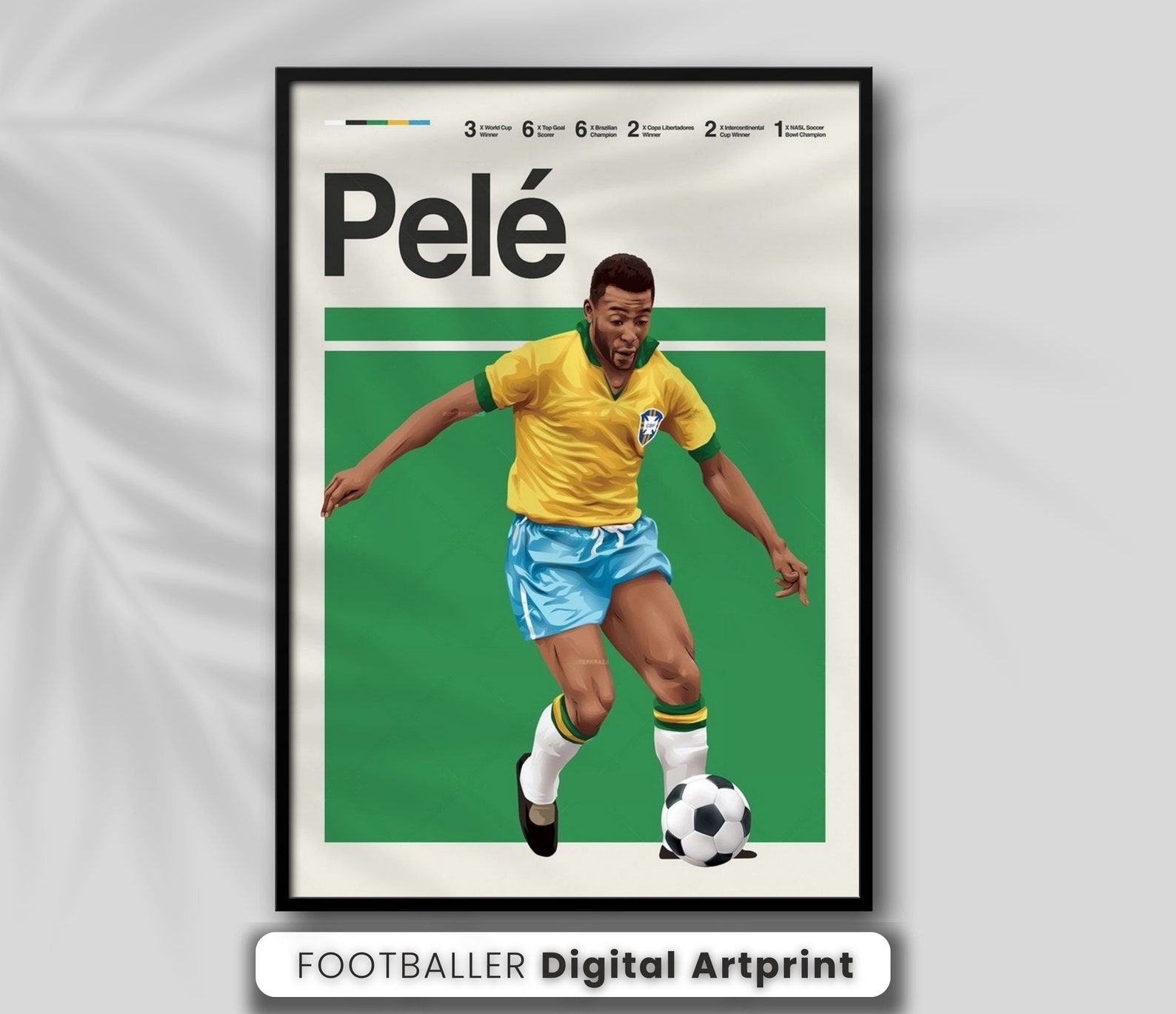 Pele World Cup 1970, Football Player Digital Wall Art, the Great ...