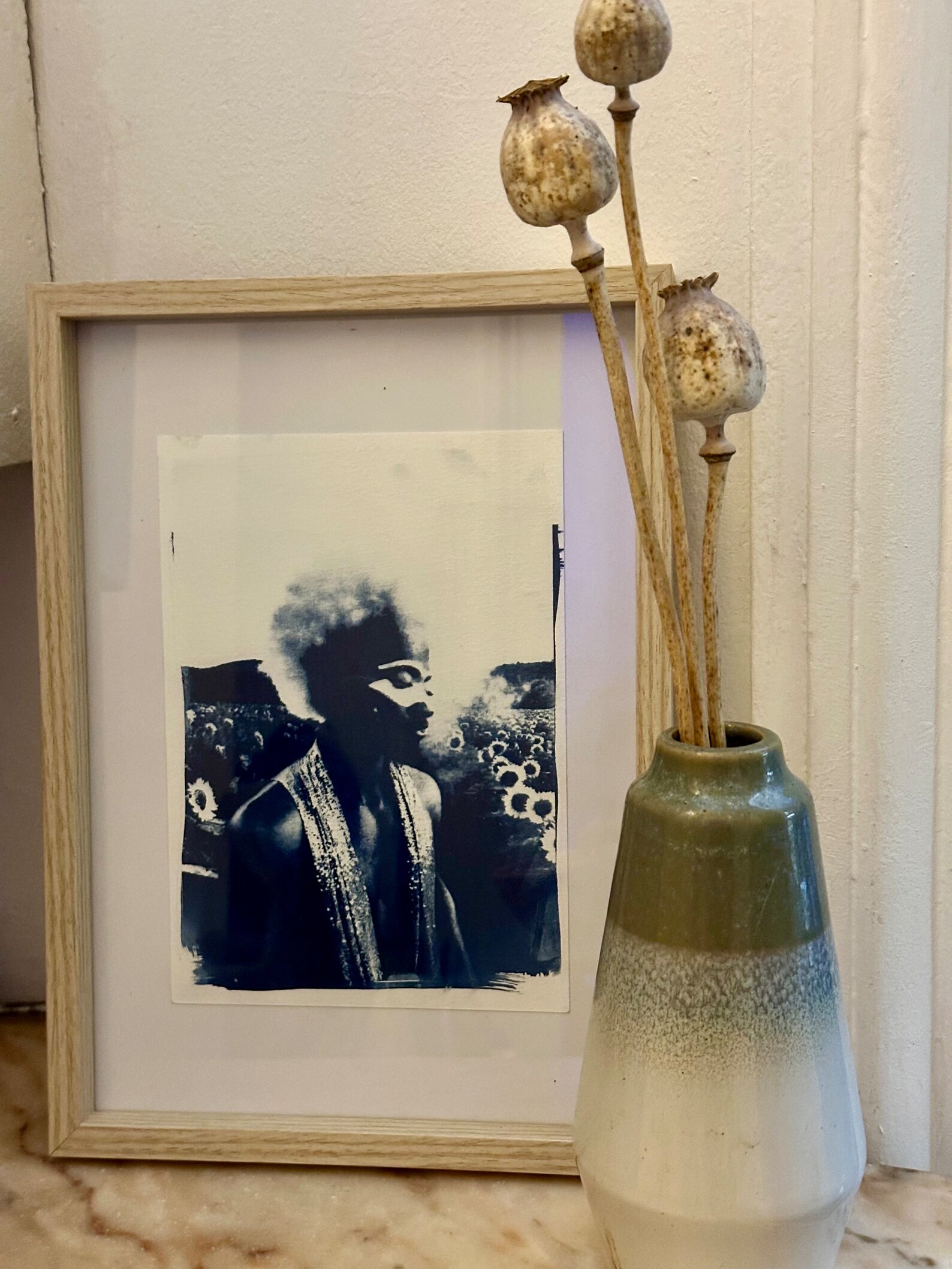 The Sunflower Boy Cyanotype Original - Etsy