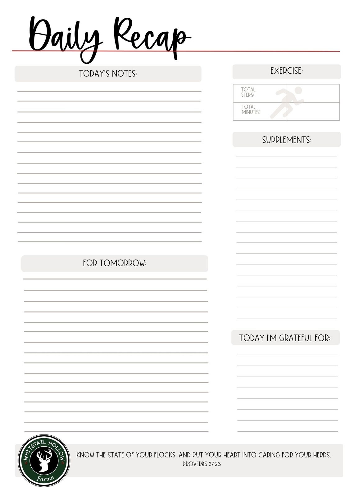 Farmstead Daily Planner_printable Sheet - Etsy