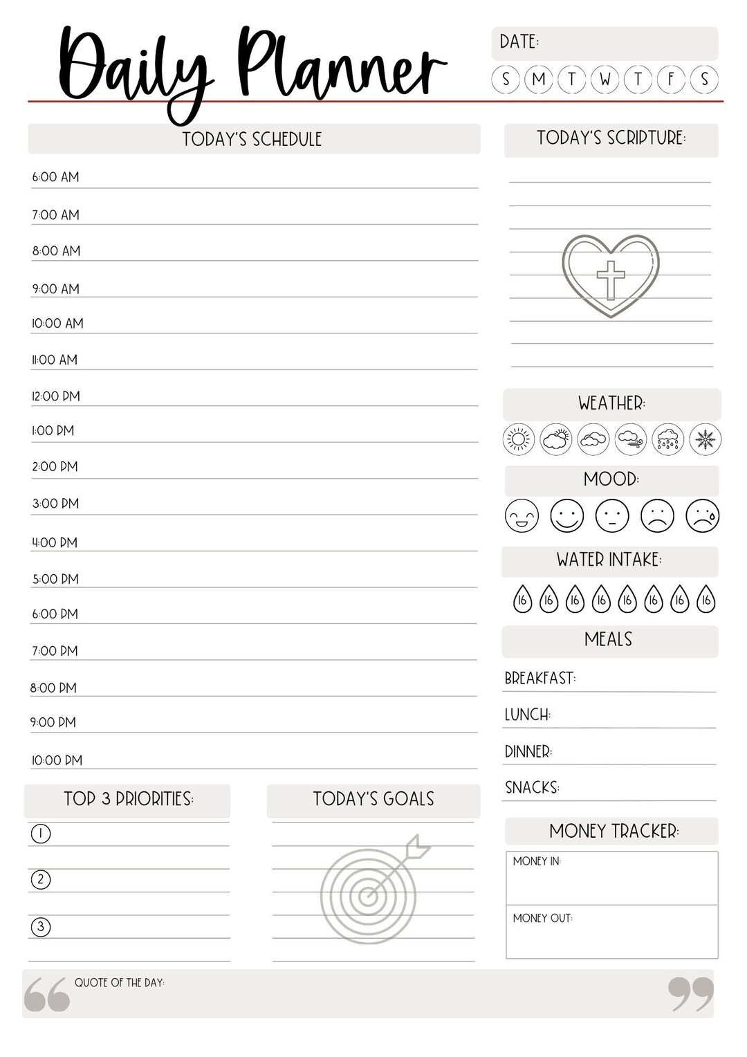 Farmstead Daily Planner_printable Sheet - Etsy