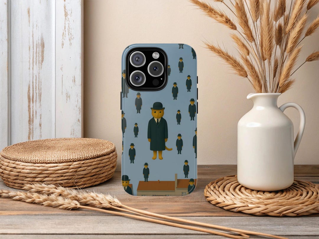 Surrealist Cat Phone Case, Magritte-inspired Floating Cats in Suits ...