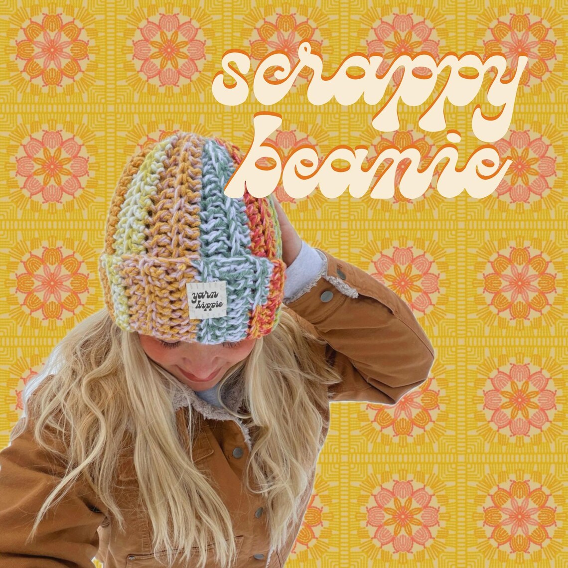Scrappy Beanie Crochet Chunky Scrap Beanie, Warm Heavy Knit Winter Hat ...