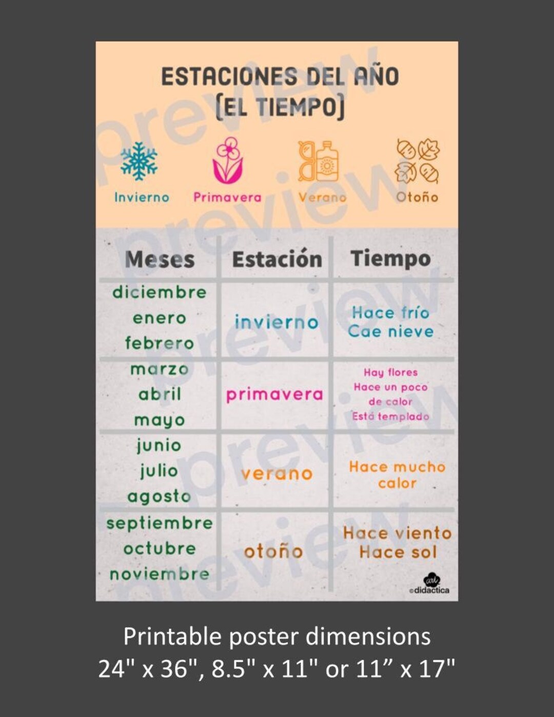 Estaciones Del Año, El Tiempo, Meses, Español, Seasons, Weather, Months ...