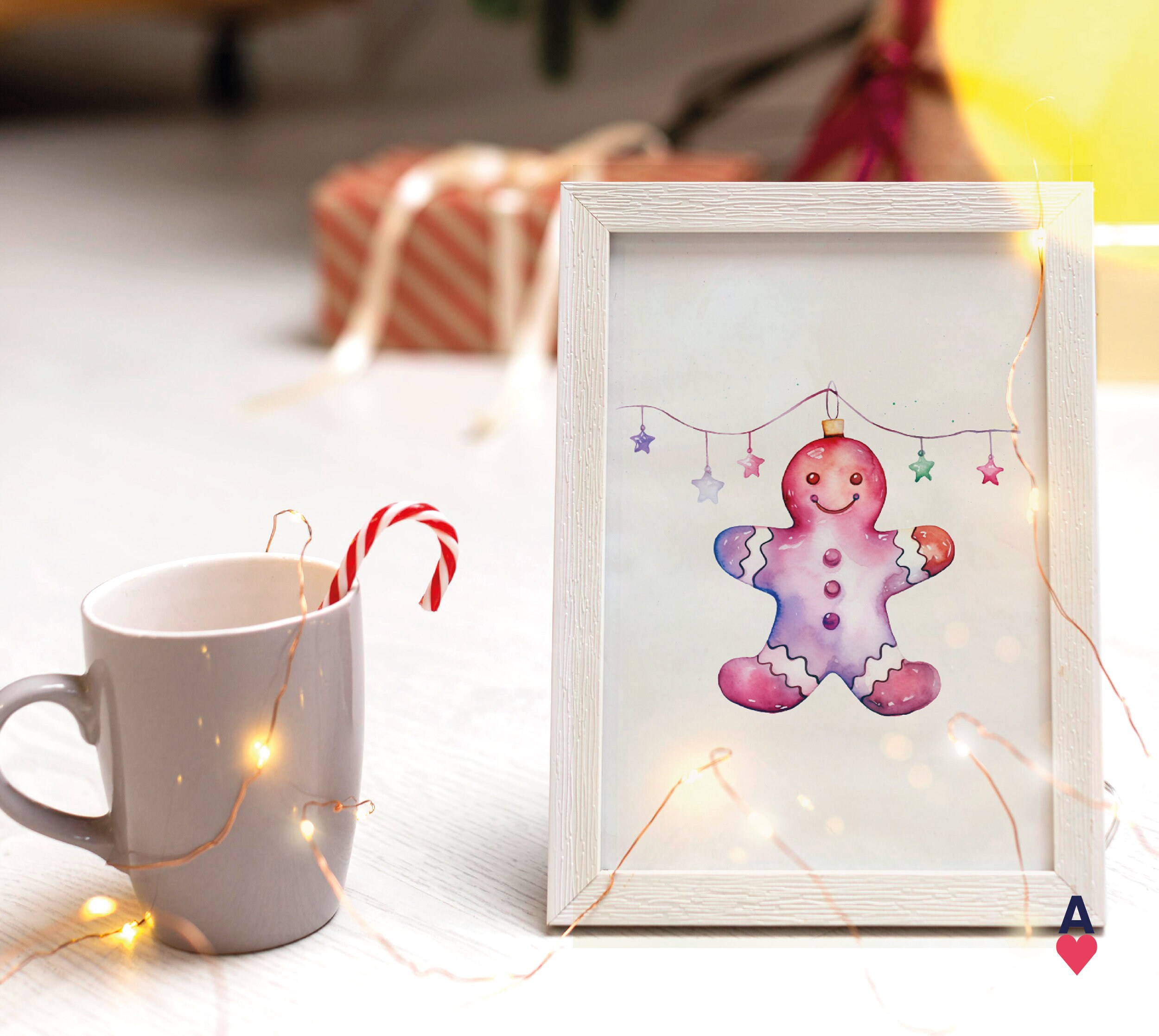 Watercolor Gingerbread Man, Printable Digital Poster, Gingerbread Man ...