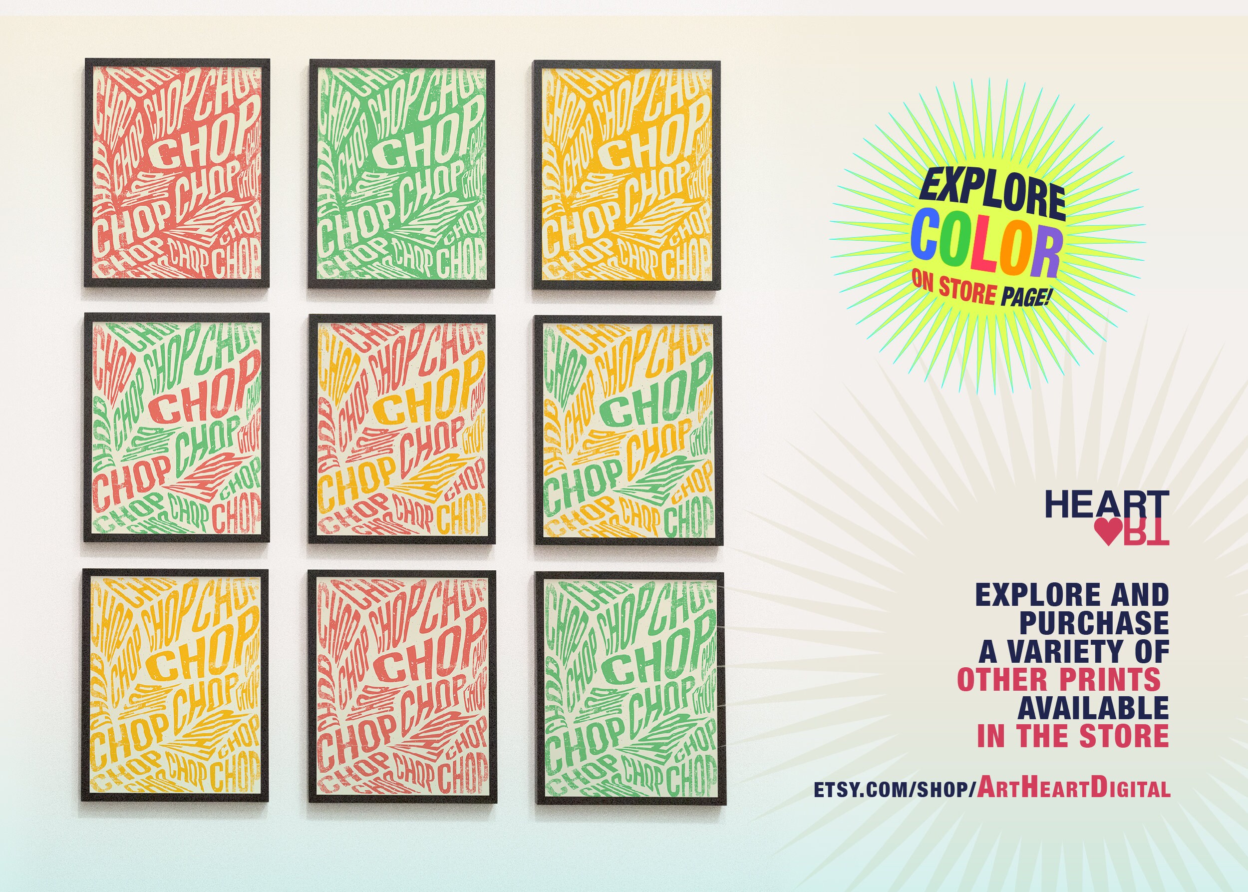 Chop Poster, Kitchen Print, Vintage Poster, Trendy, Wall Print, Minimal ...