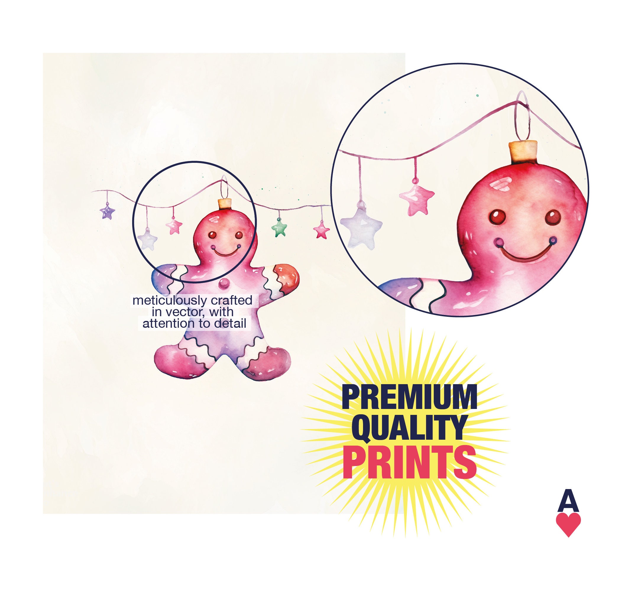 Watercolor Gingerbread Man, Printable Digital Poster, Gingerbread Man ...