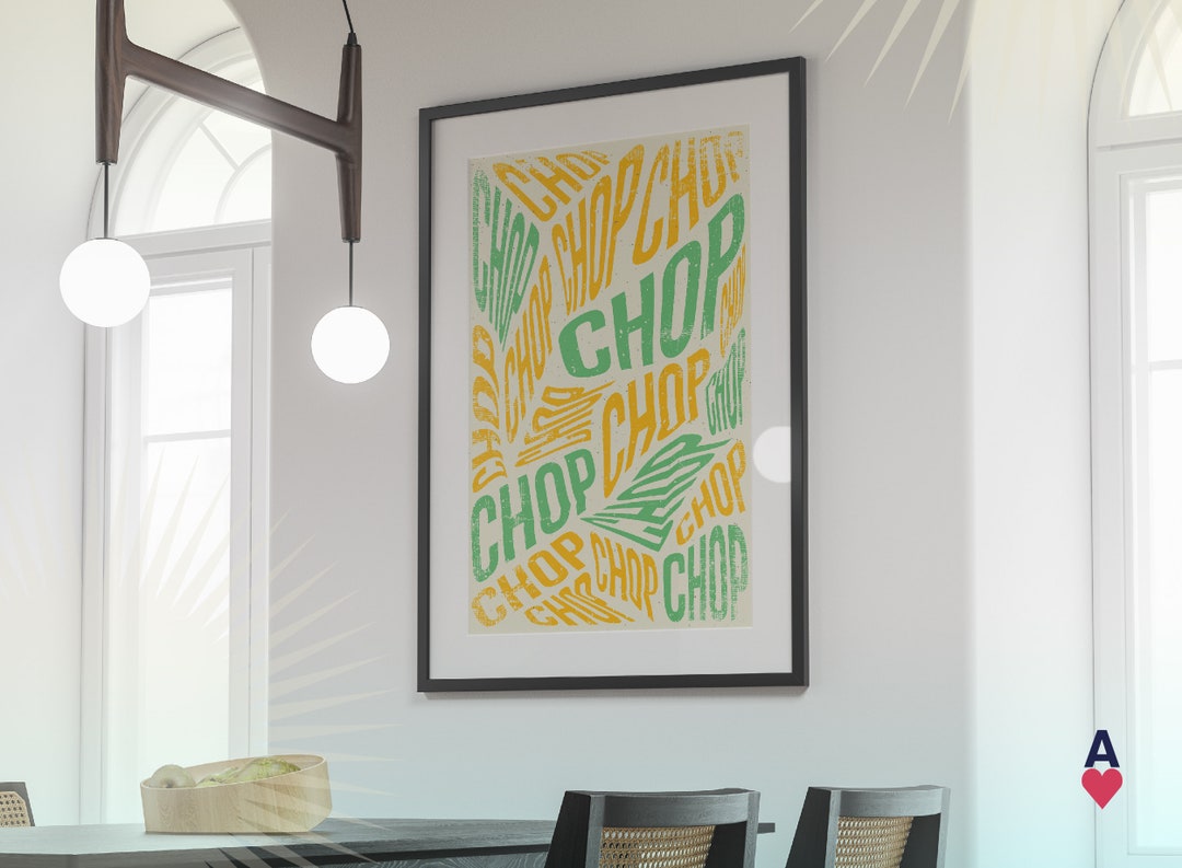 Chop Poster, Kitchen Print, Vintage Poster, Trendy, Wall Print, Minimal ...