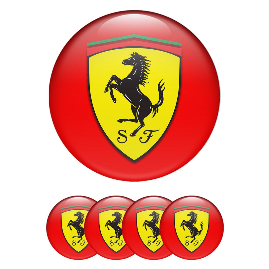 Ferrari 4 Psc Wheel Emblems Center Hub Caps Domed Wheel Emblems ...