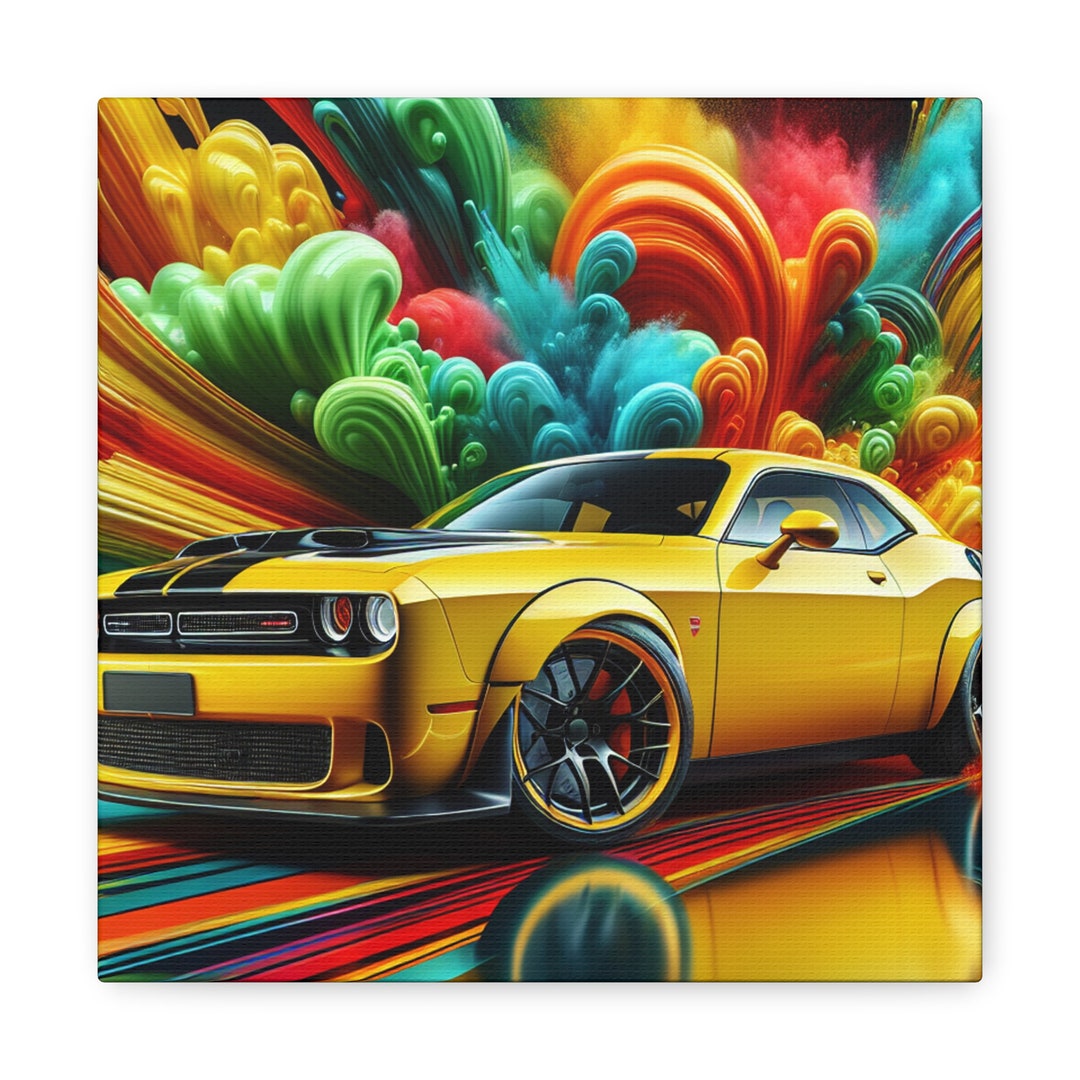 Dodge Challenger Car Wall Art Premium Canva Painting, Great for Home ...