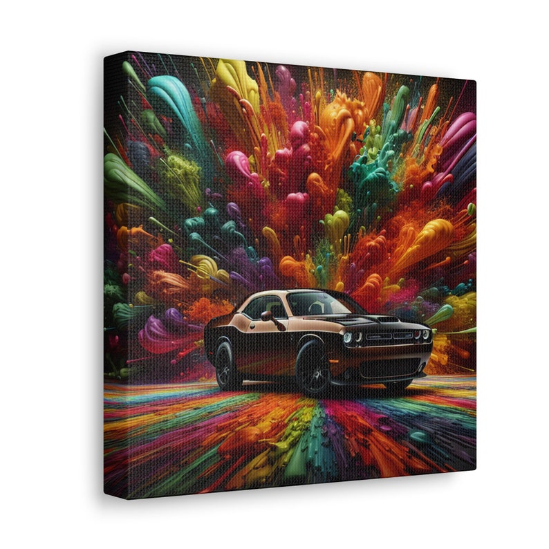 Dodge Challenger Car Wall Art, Modern Automotive Canva Painting, Home ...